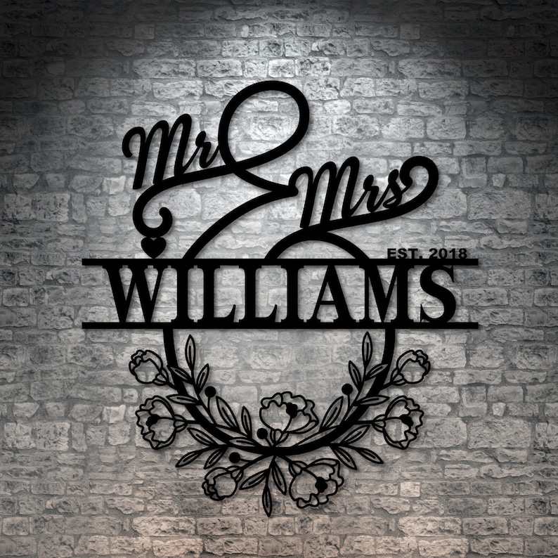 Personalized Mr and Mrs Metal Sign. Customizable Family Name - Etsy