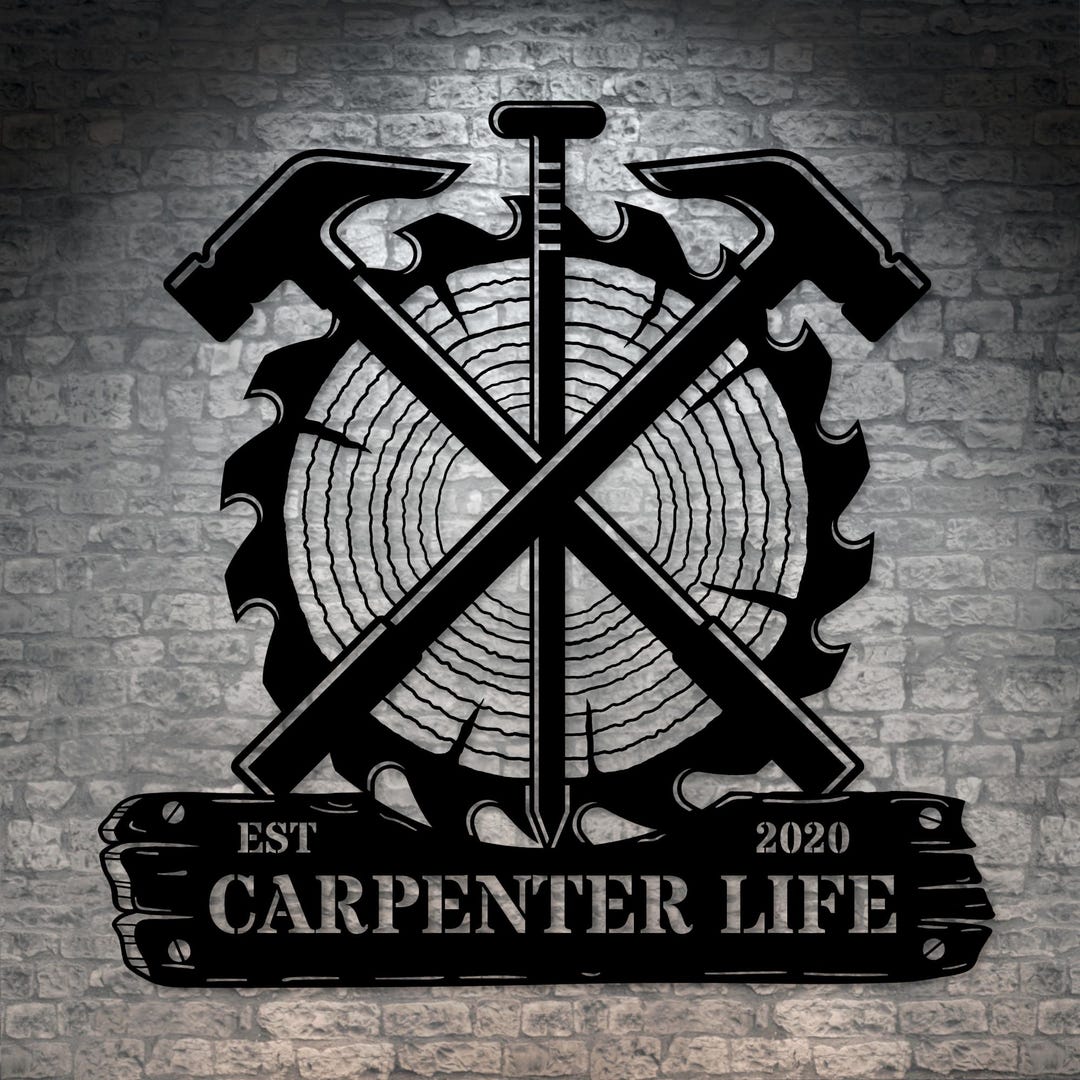 Personalized Carpenter Name Metal Sign Gift. Woodworker Wall Hanging ...