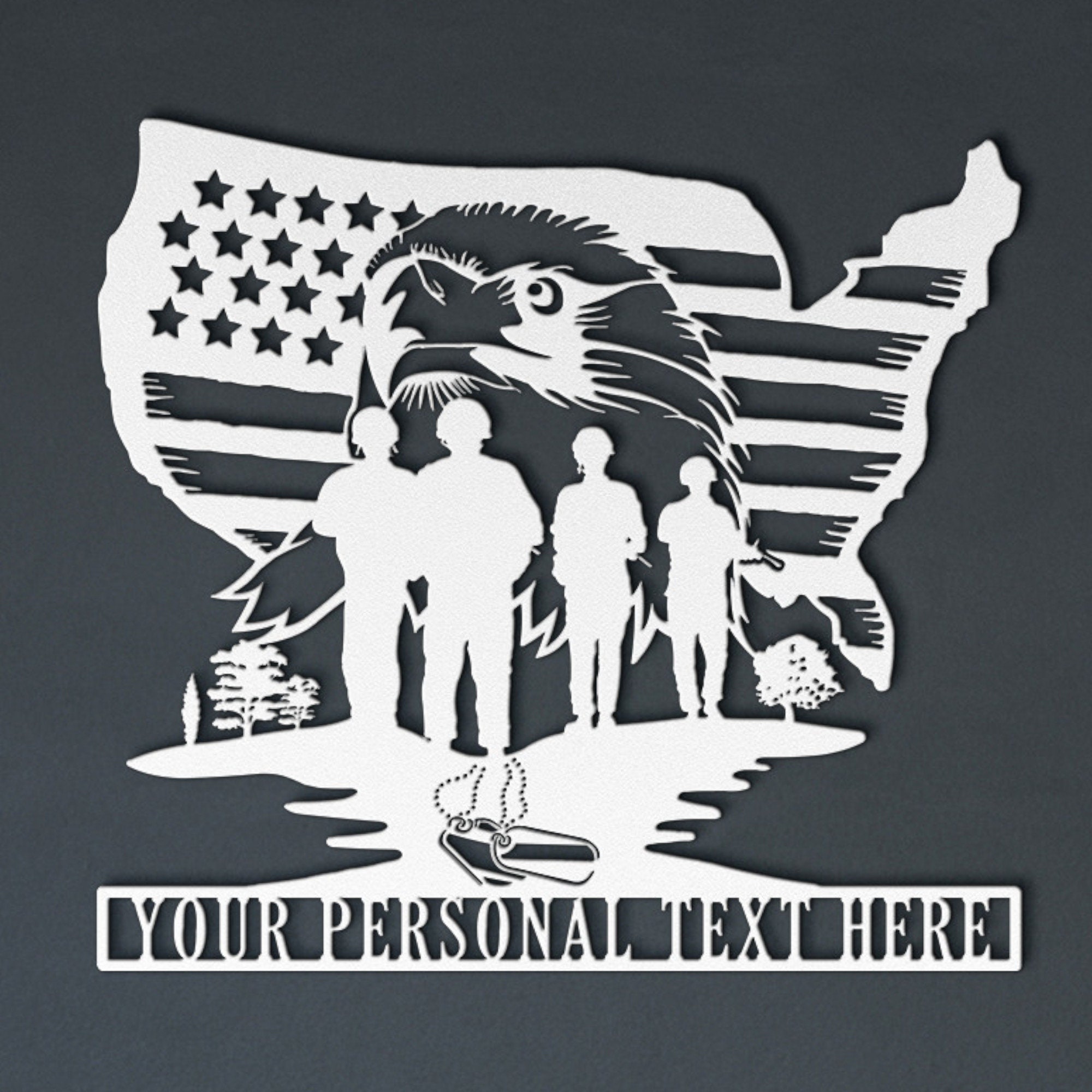 Personalized Patriotic US Military Metal Sign. Military Eagle Metal ...
