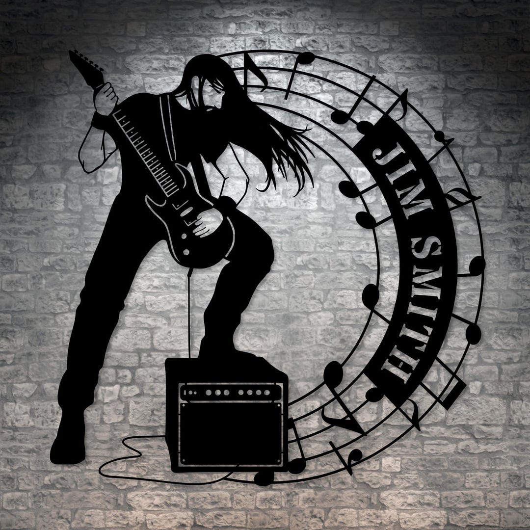 Personalized Rock Guitarist Name Metal Sign. Custom Rock Music Wall ...