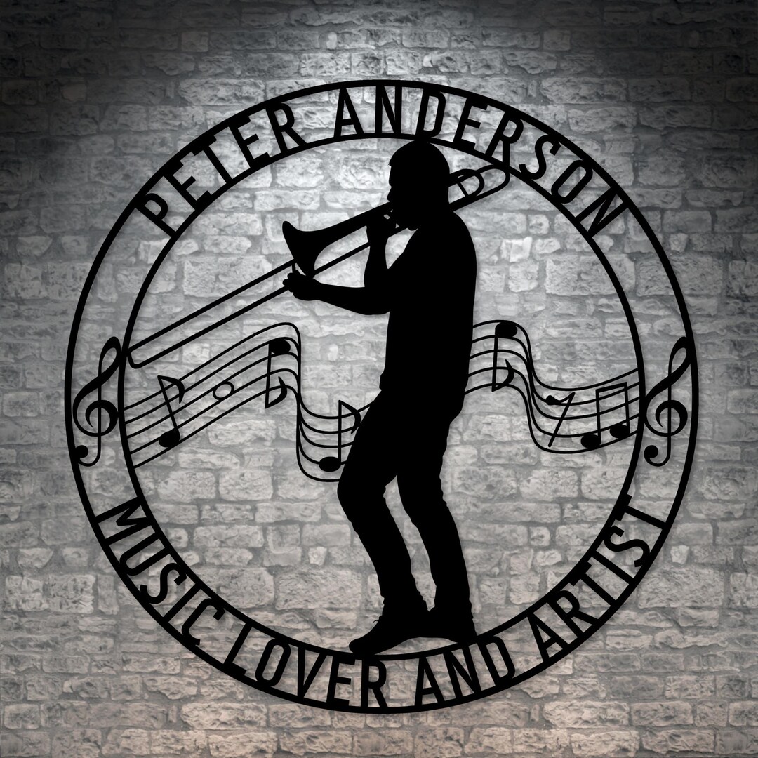 Personalized Trombone Player Name Metal Sign. Music Room Decoration ...