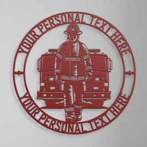Personalized Firefighter Name Metal Sign. Custom Firetruck Wall Decor ...