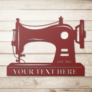 Personalized Vintage Sewing Machine Name Metal Sign. Custom Tailor Wall ...