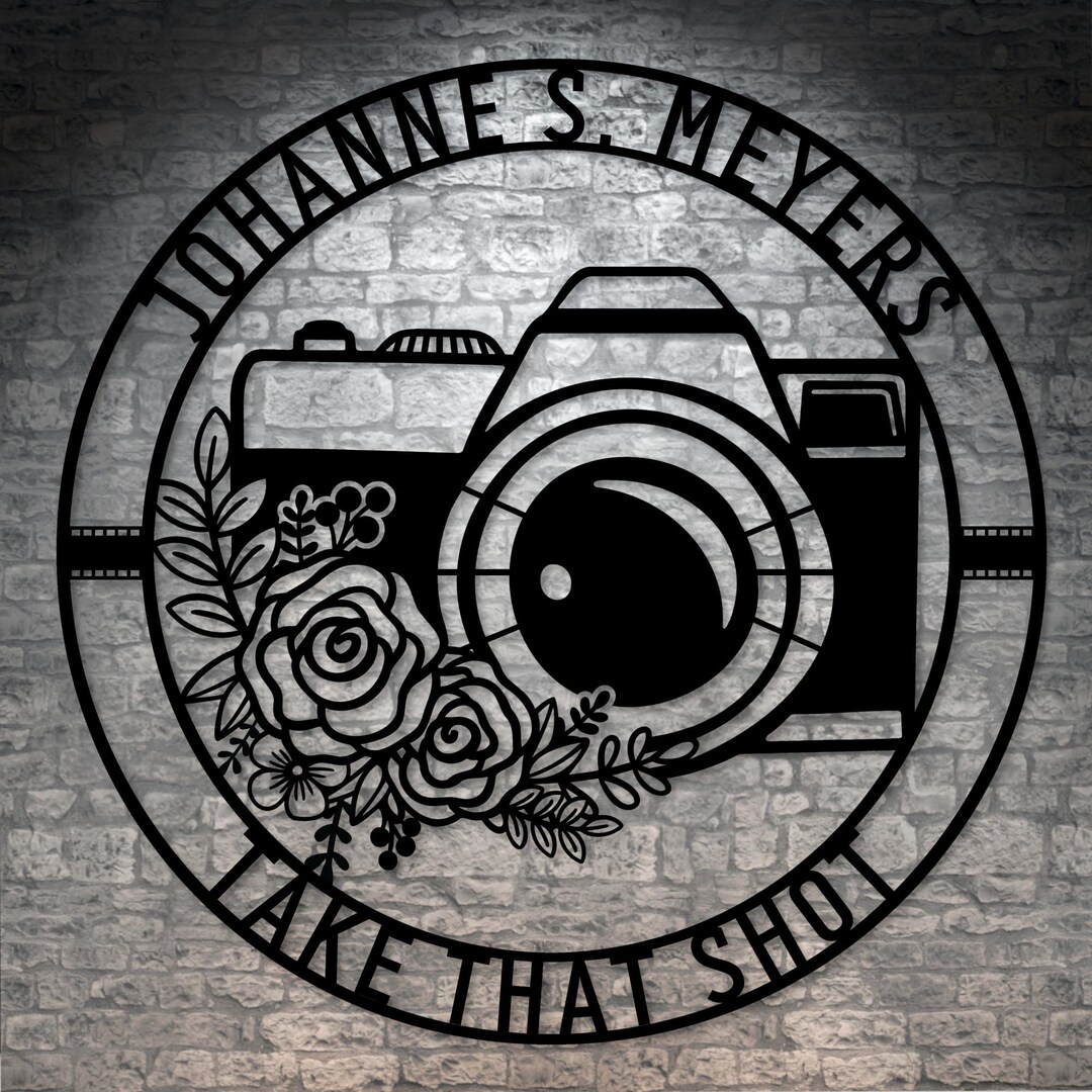 Personalized Floral Camera Name Metal Sign. Custom Photographer Wall ...