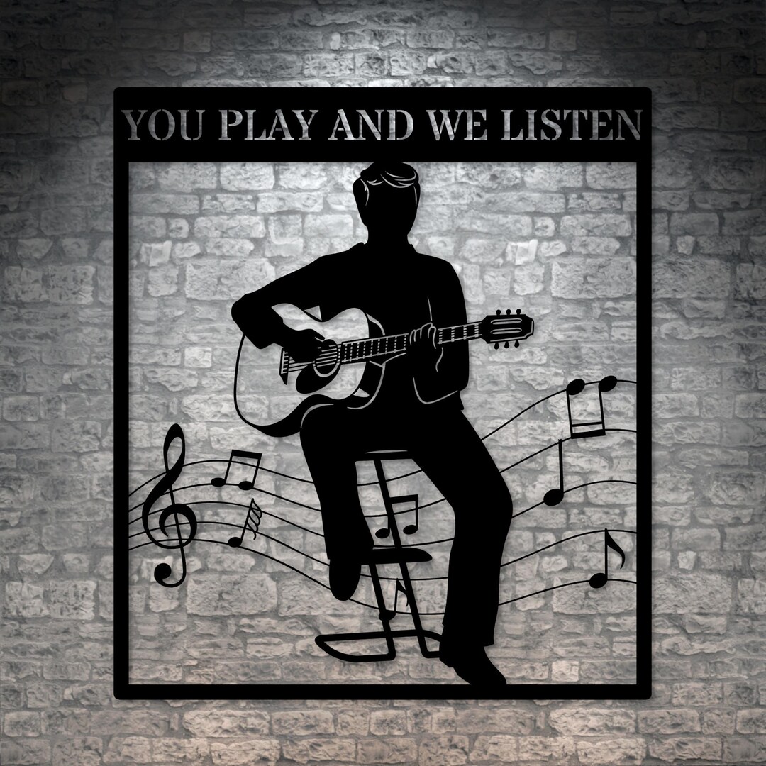 Personalized Male Acoustic Guitarist Name Metal Sign. Custom Music ...