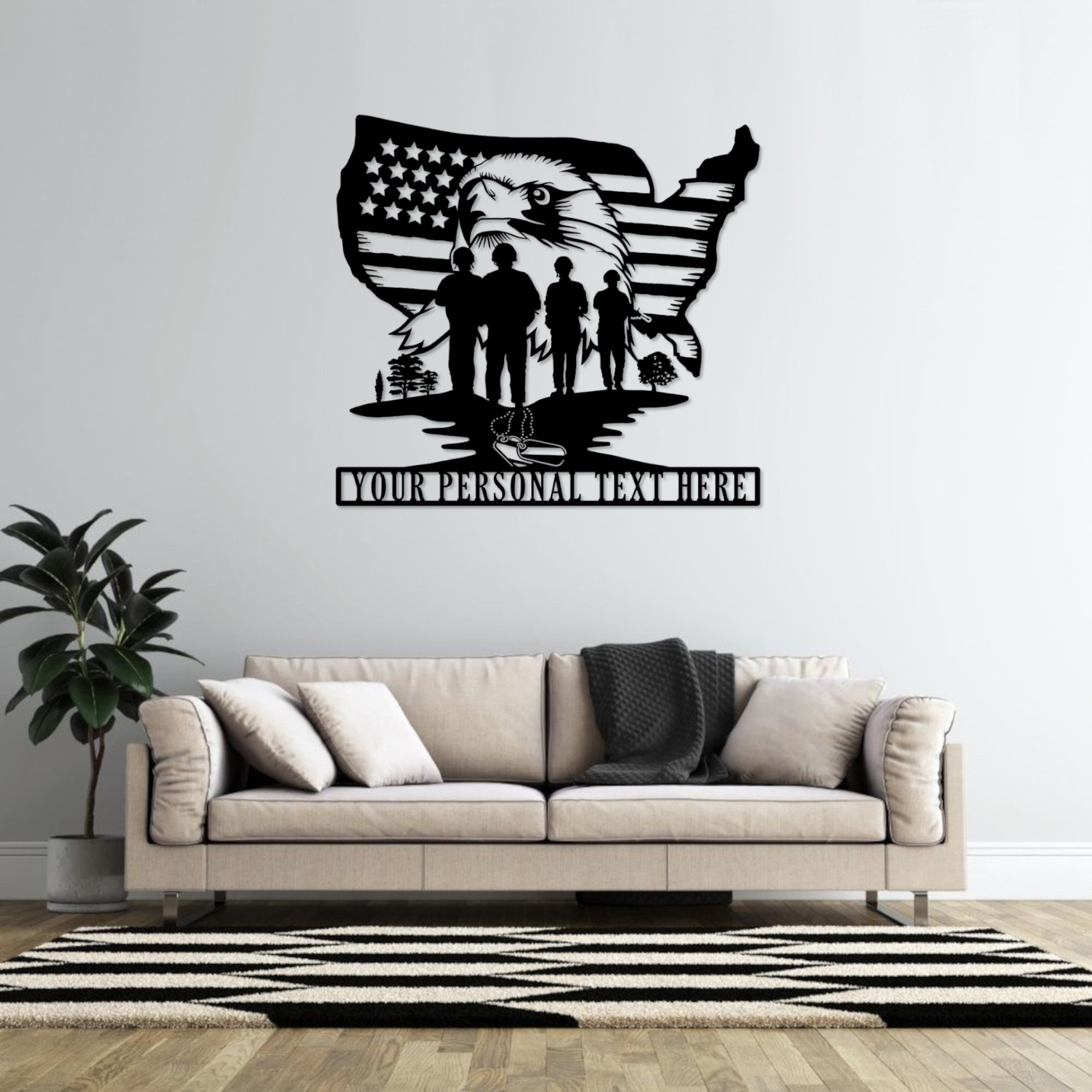 Personalized Patriotic US Military Metal Sign. Military Eagle Metal ...