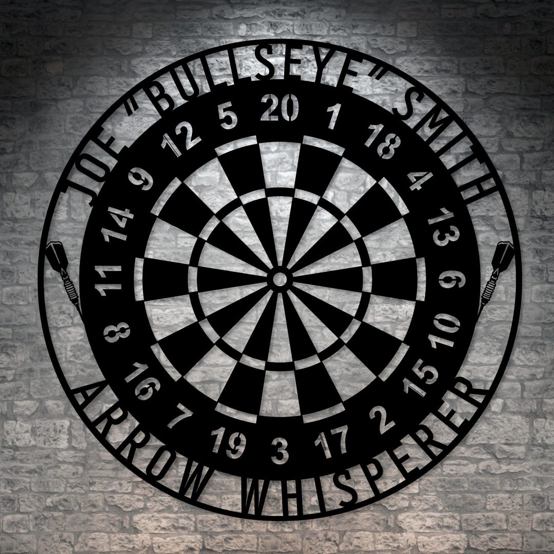 Personalized Dart Board Name Metal Sign. Darts Lover Home Decor. Custom ...