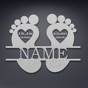 Personalized Baby Footprint Birth Announcement Metal Sign. Baby Shower ...