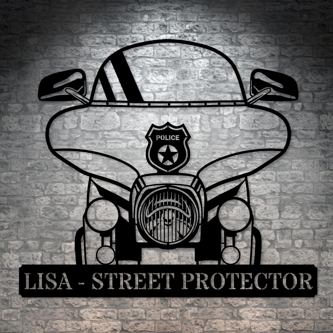 Personalized Police Motorbike Metal Sign. Custom Motorcycle Cop Wall ...