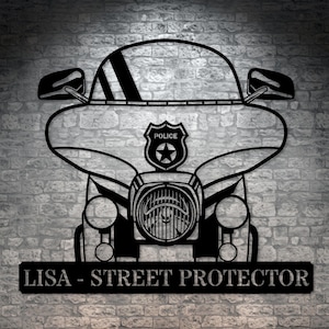 Personalized Police Motorbike Metal Sign. Custom Motorcycle Cop Wall ...