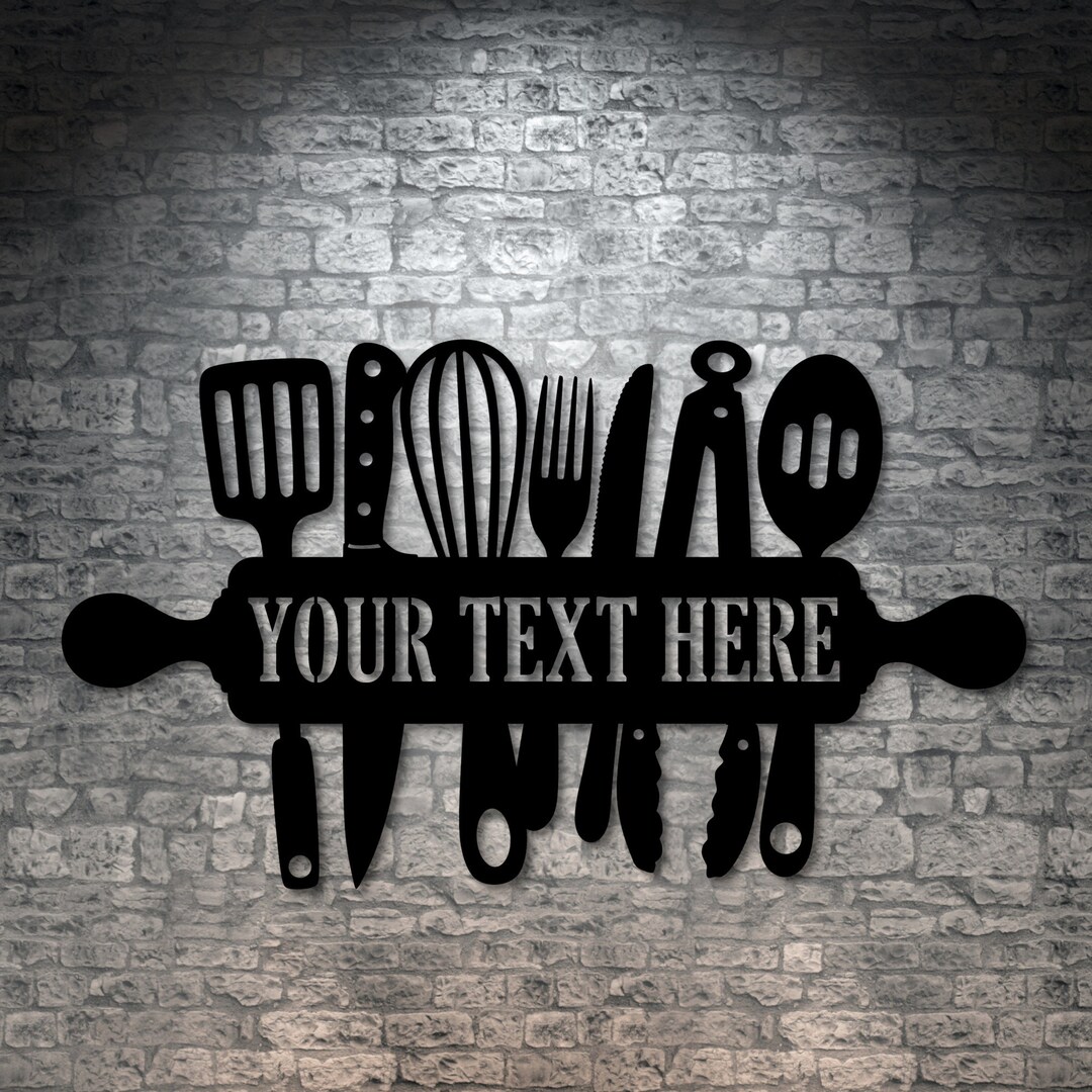 Personalized Kitchen Tools Name Metal Sign Gift. Custom Chef Cooking ...
