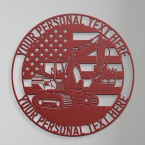 Personalized Excavator Name Metal Sign. Custom Digger Wall Hanging Gift ...