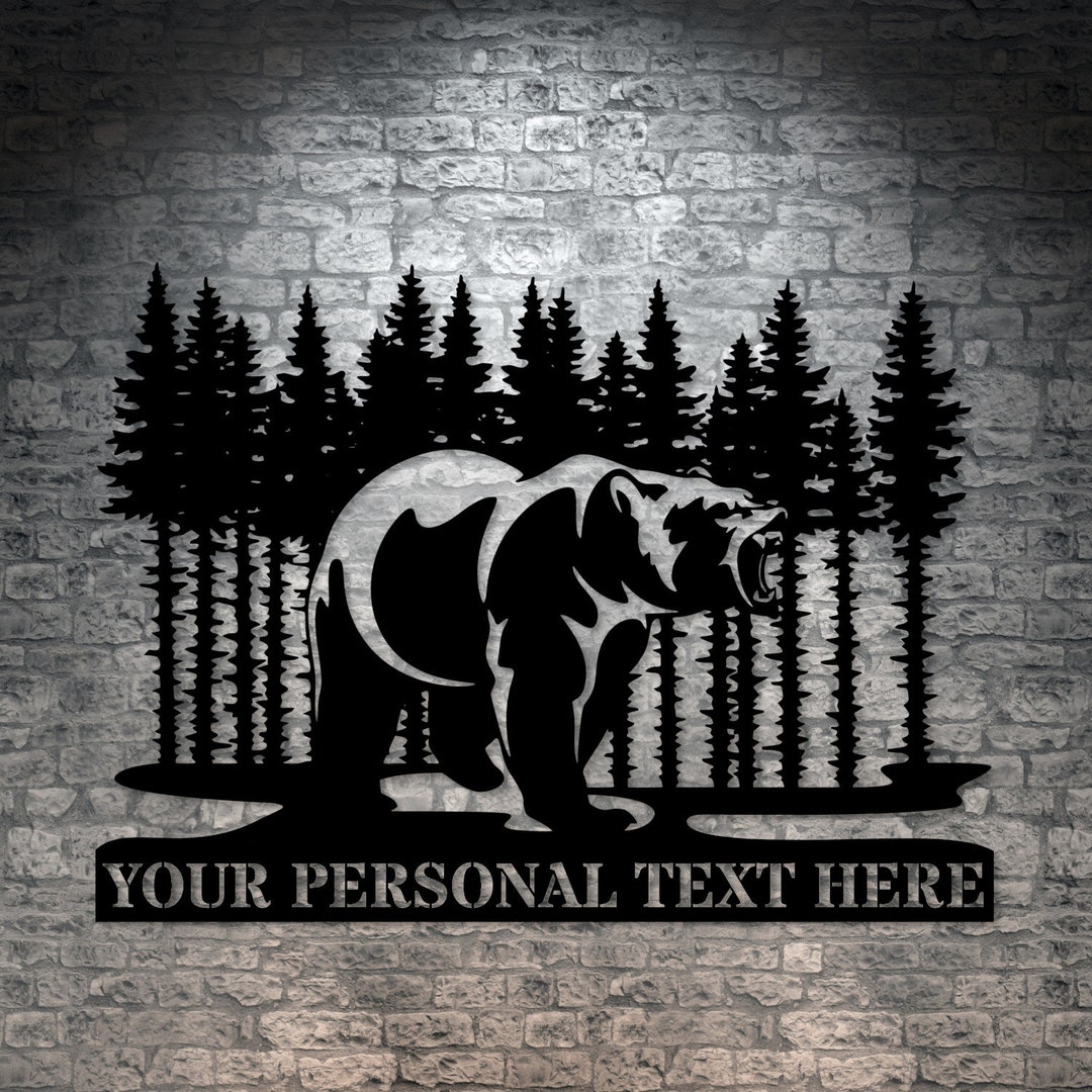 Personalized Nature Wildlife Angry Bear Metal Sign. Custom Nature Wall ...