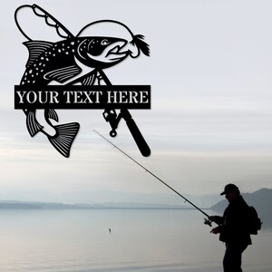 Personalized Fishing Rod Name Metal Sign. Custom Fishing Wall Decor ...