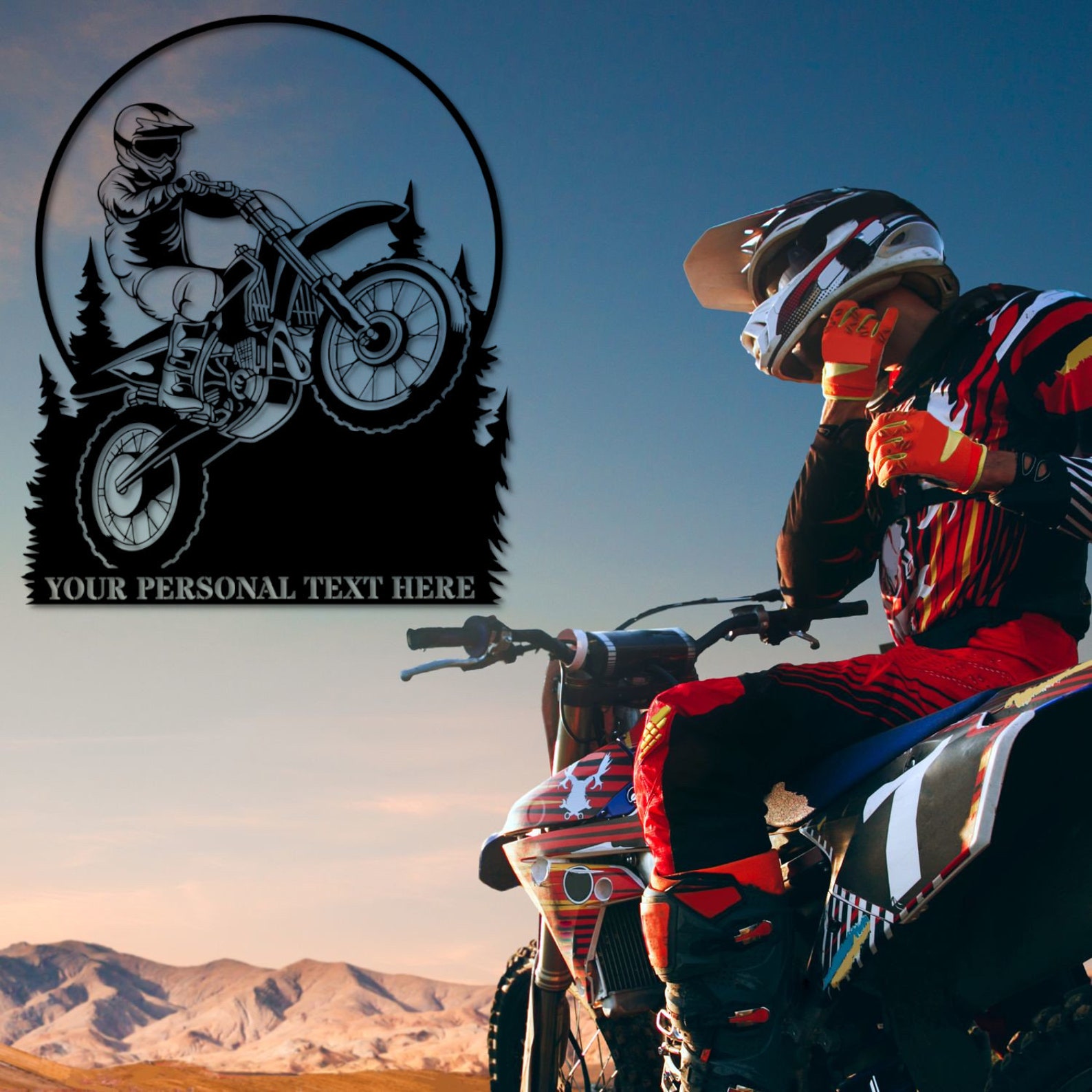 Personalized Motocross Metal Sign. Custom Dirtbike Name Wall Decor ...
