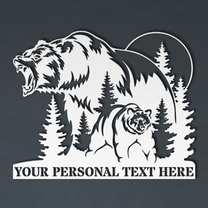 Personalized Nature Wildlife Roaring Bear Metal Sign. Custom Nature ...