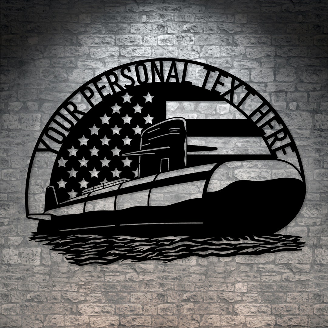 Personalized American Submarine Metal Sign. Custom Navy Wall Decor Gift ...
