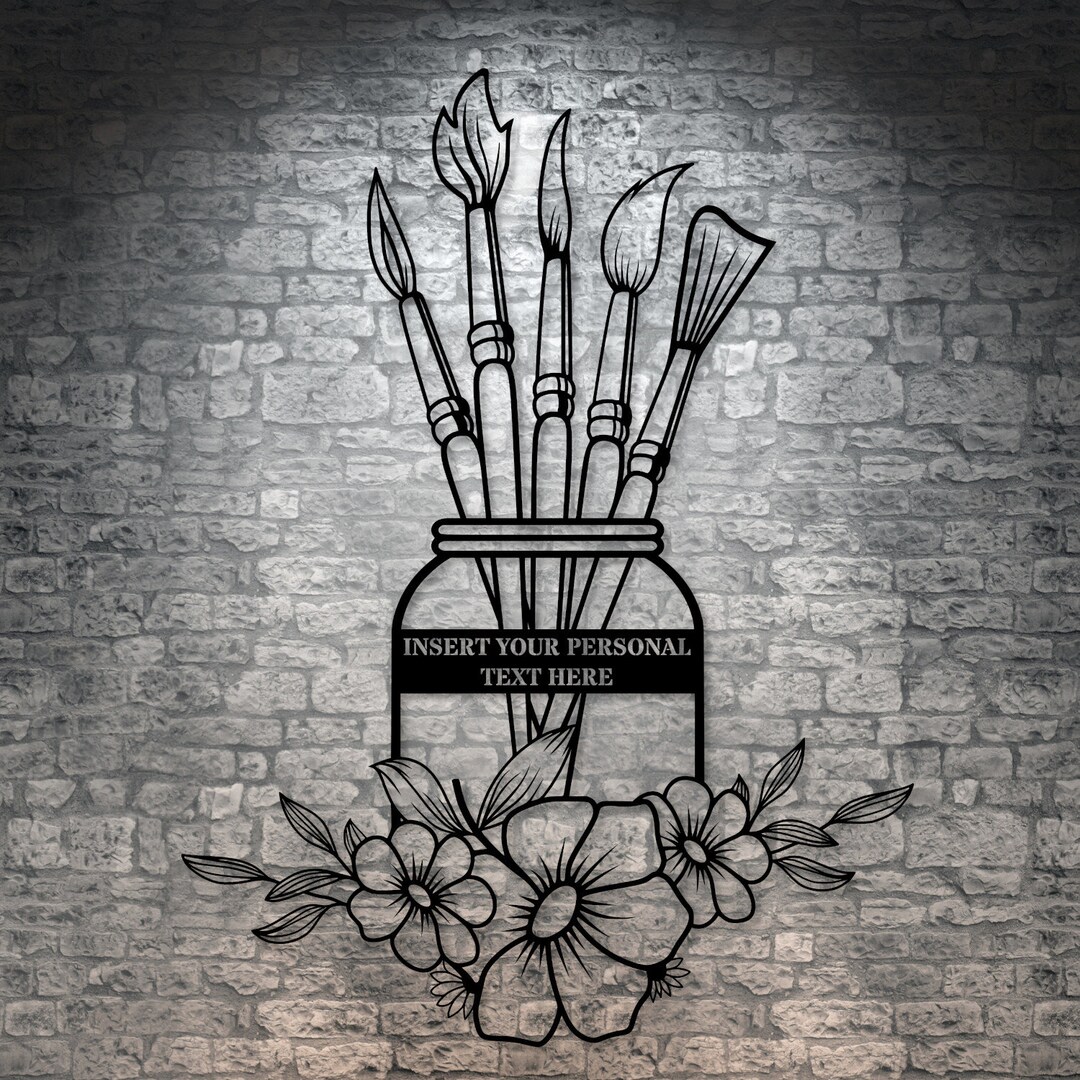 Personalized Artist Metal Sign. Custom Painter Brush Wall Decor Gift ...