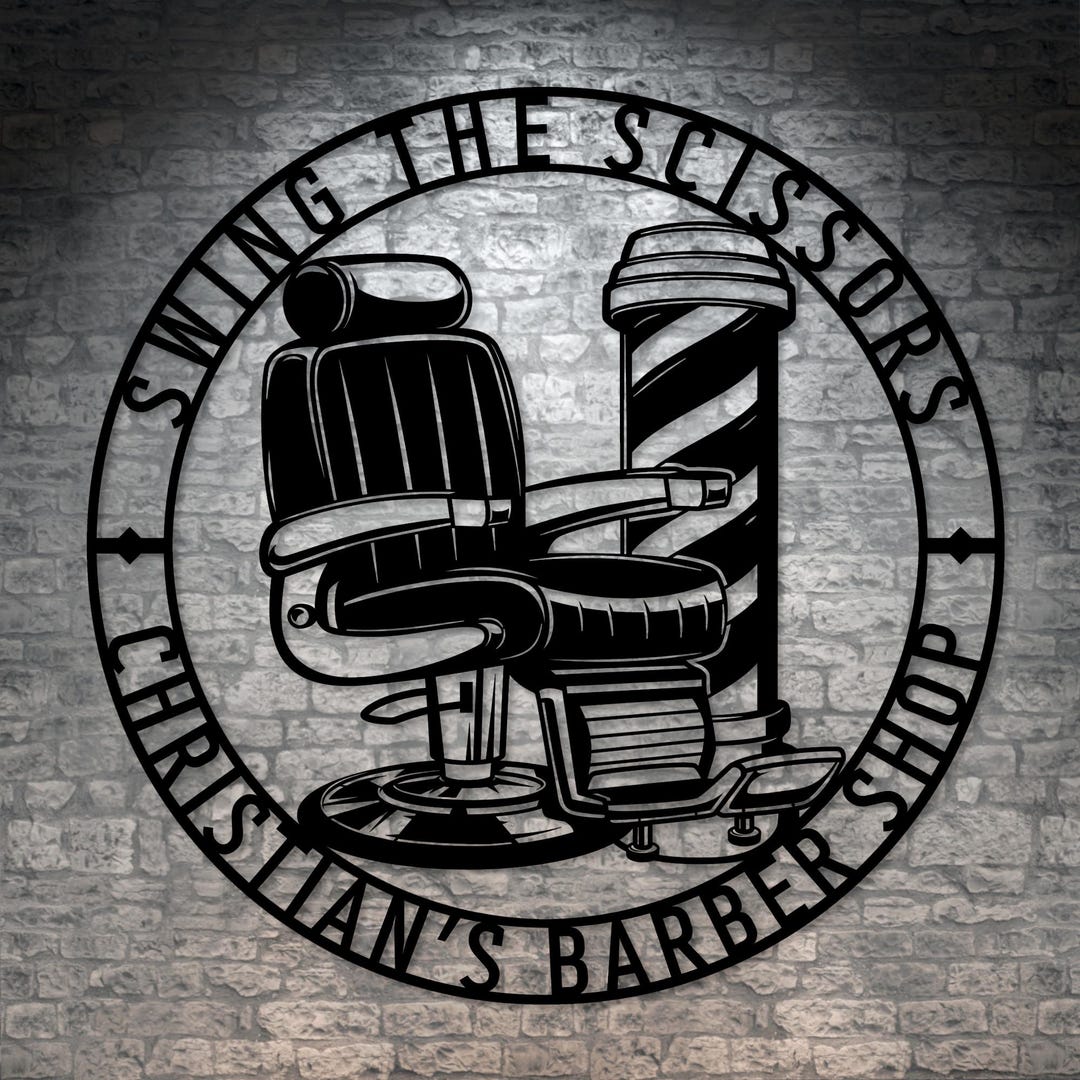 Personalized Vintage Barber Chair Metal Sign. Custom Barber Wall Decor ...