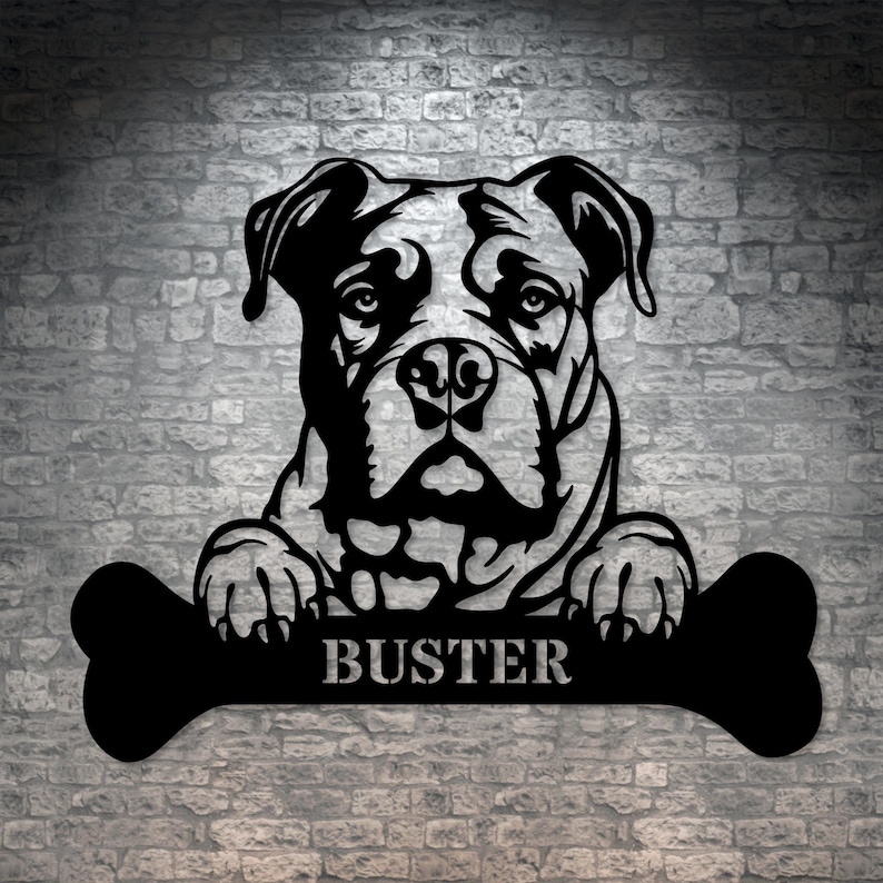 Personalized American Bulldog Name Metal Sign. Customizable Dog Owner ...