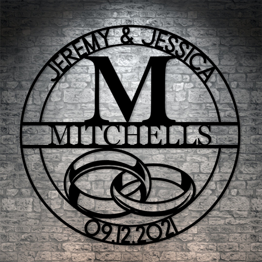 Personalized Newly Married Wedding Names Metal Sign. Love Wall Decor ...