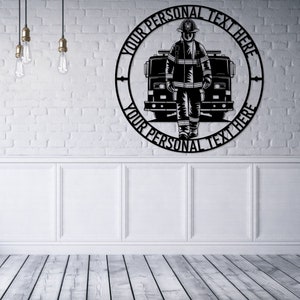 Personalized Firefighter Name Metal Sign. Custom Firetruck Wall Decor ...