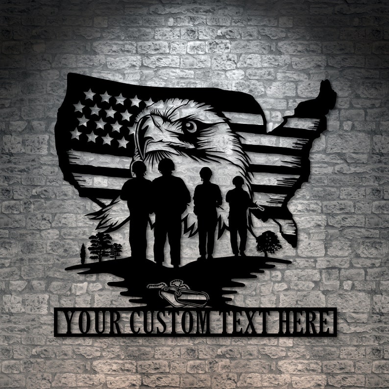 Personalized Patriotic US Military Metal Sign. Military Eagle - Etsy