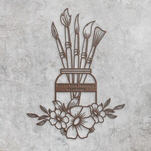 Personalized Artist Metal Sign. Custom Painter Brush Wall Decor Gift ...