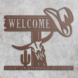Personalized Western Welcome Metal Sign. Custom Ranch Wall Decor Gift ...