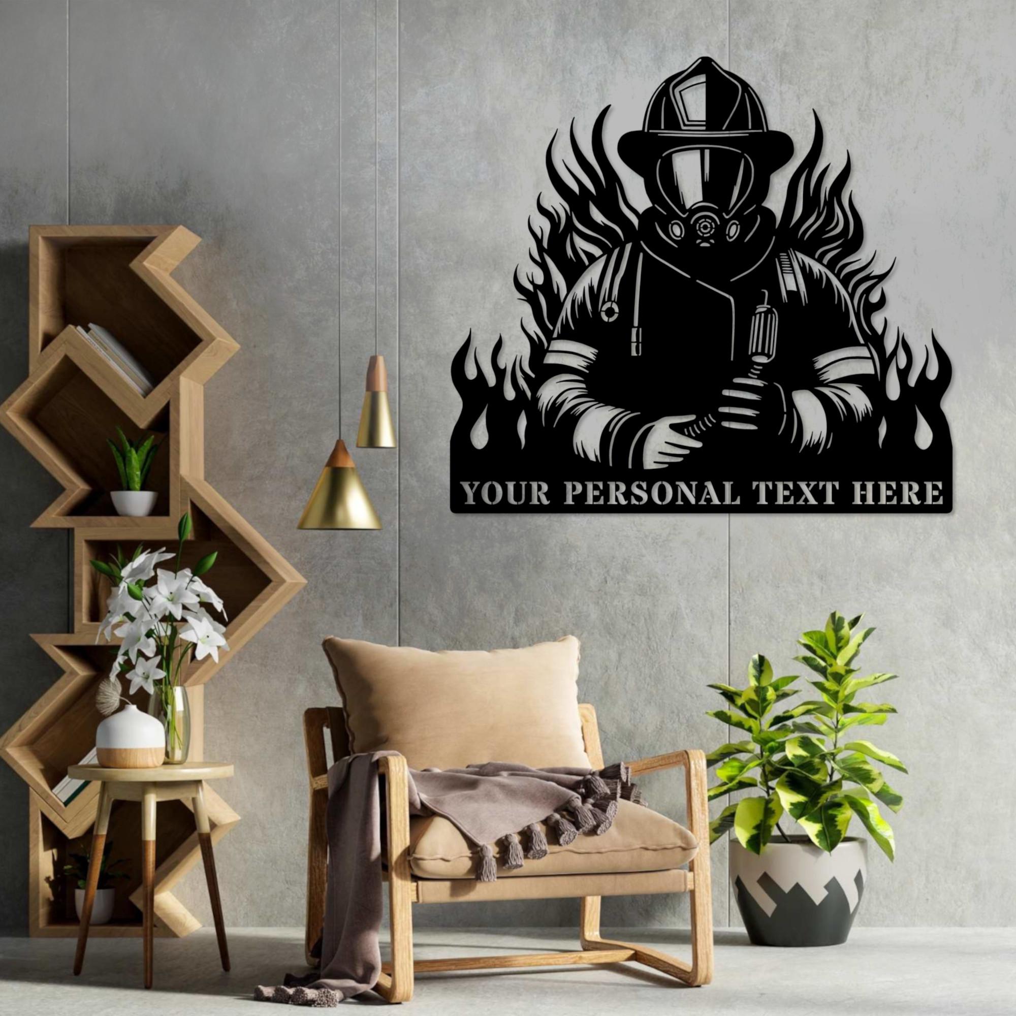 Personalized Fireman Metal Sign. Custom Volunteer Wall Decor Gift ...