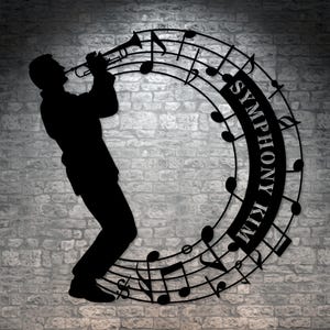 Personalized Trumpet Player in Notes Name Metal Sign. Custom Trumpet ...