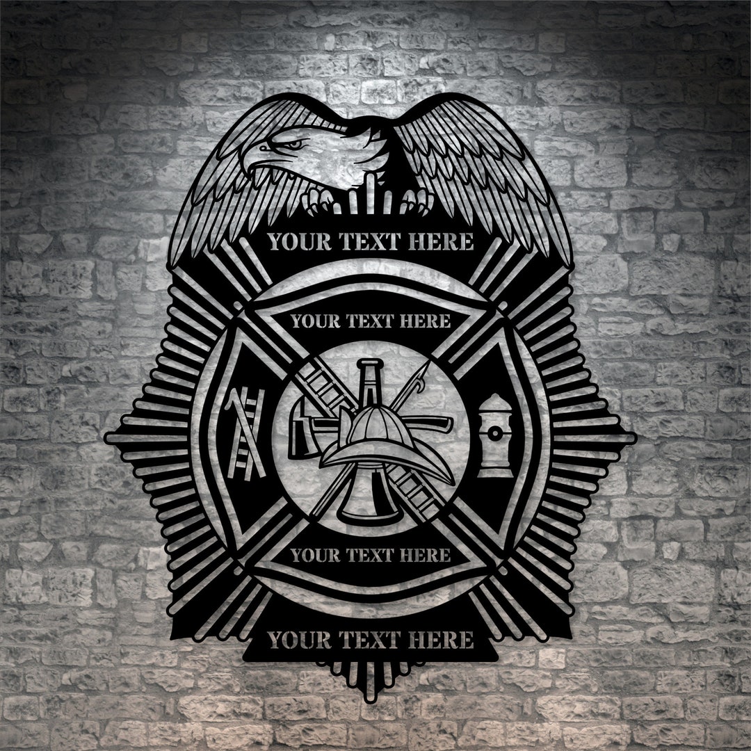 Personalized Firefighter Badge Metal Name Sign Gift, Custom Firefighter ...