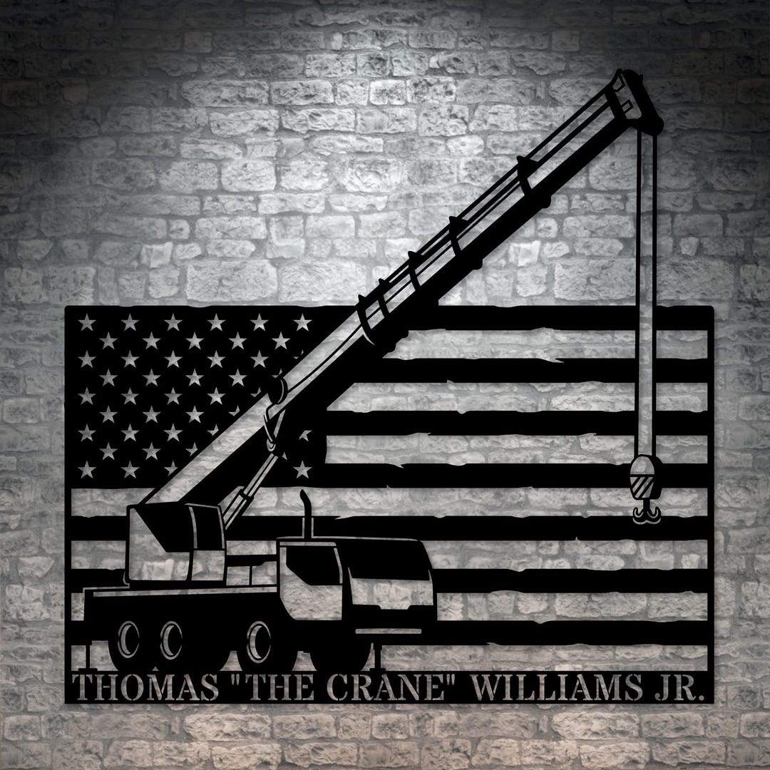 Personalized American Mobile Crane Metal Sign. Custom US Construction ...