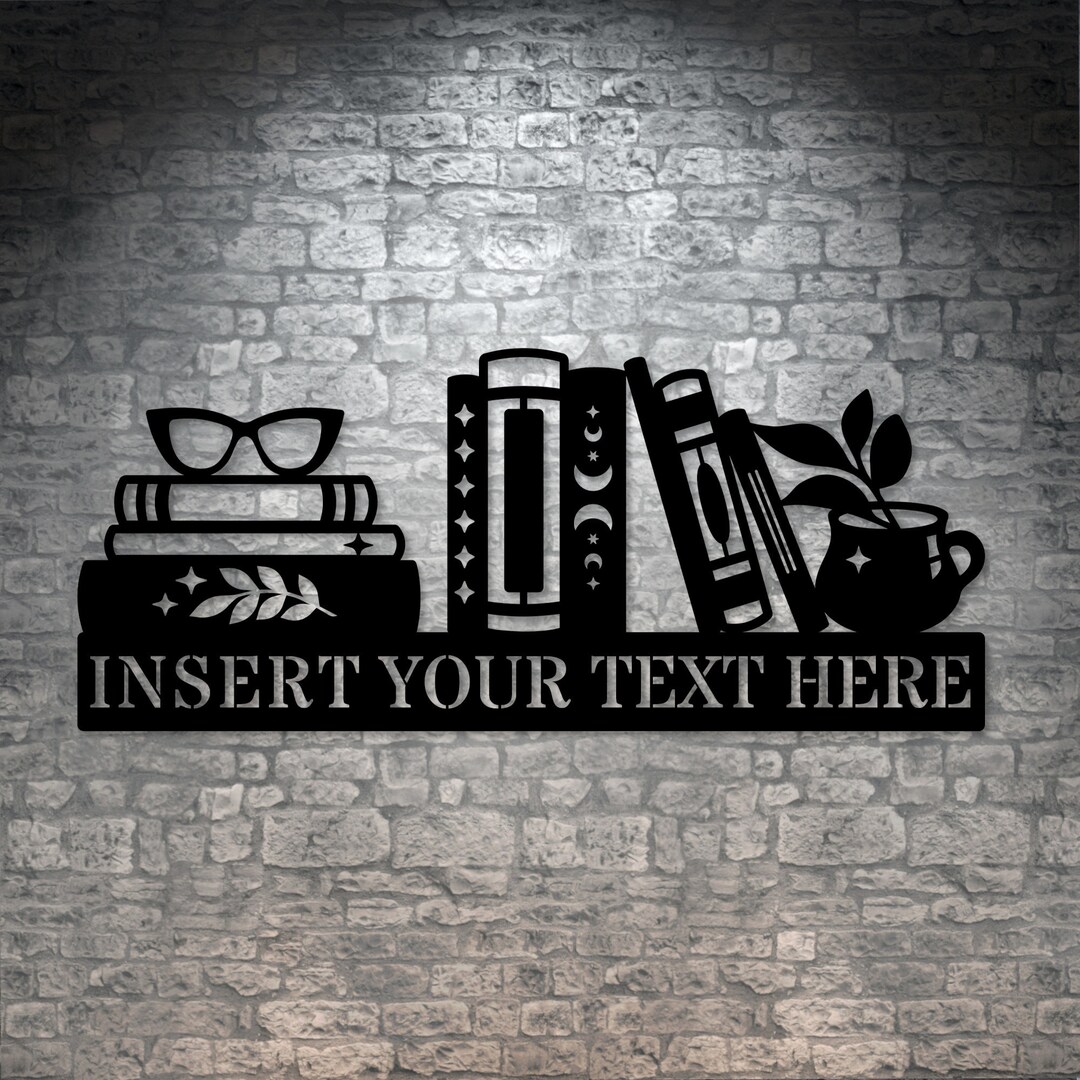 Personalized Bookworm Name Metal Sign. Custom Home Library Wall Decor ...