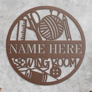 Personalized Sewing Room Metal Sign. Custom Wall Decor Gift. Sewing ...
