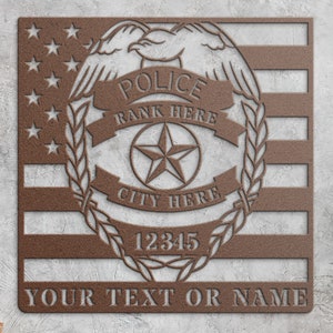 Personalized Police Badge Name Metal Sign Gift. Customizable Police ...