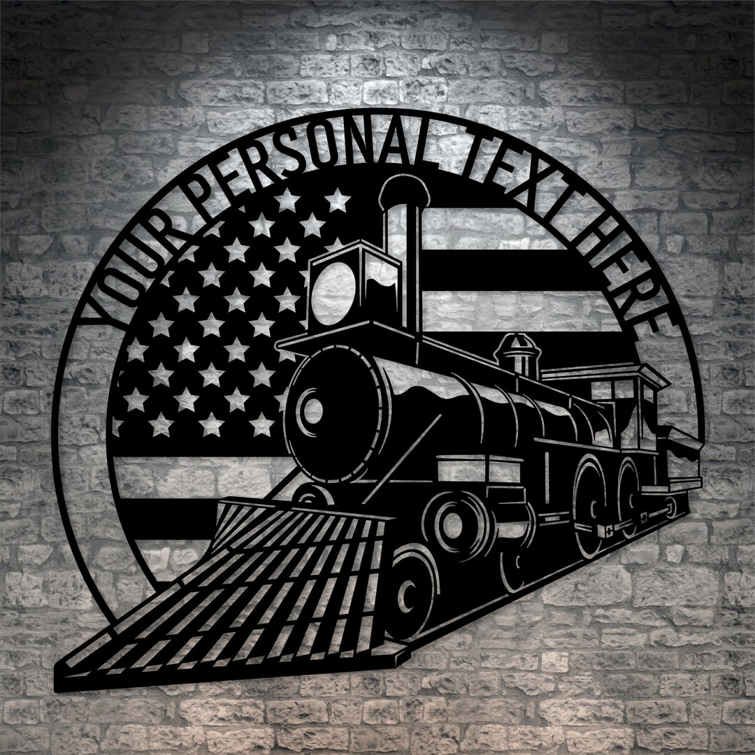 Personalized US Steam Train Metal Sign Gift. Locomotive Metal Wall Art ...