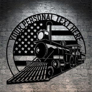 Personalized US Steam Train Metal Sign Gift. Locomotive Metal Wall Art ...