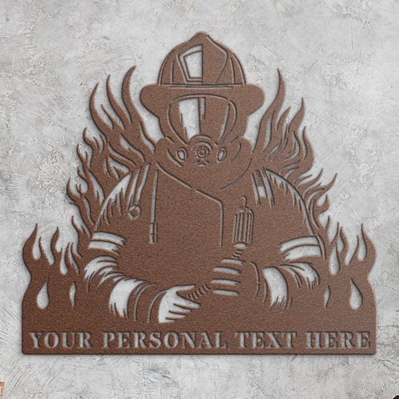 Personalized Fireman Metal Sign. Custom Volunteer Wall Decor Gift ...