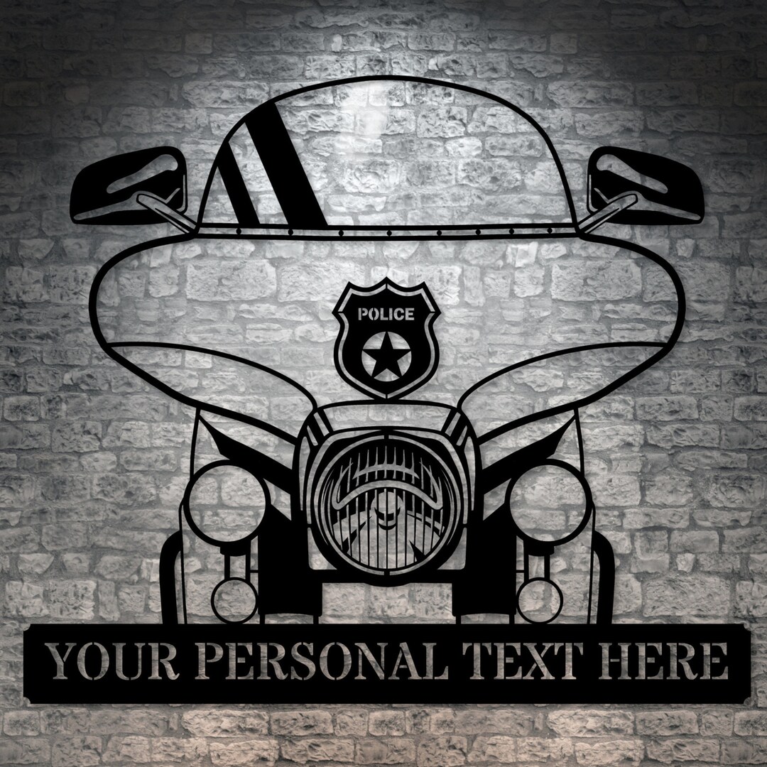 Personalized Police Motorbike Metal Sign. Custom Motorcycle Cop Wall ...