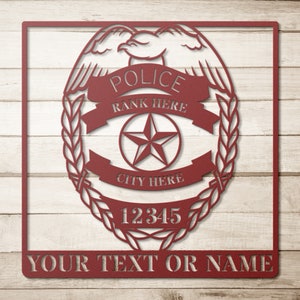 Personalized Police Badge Name Metal Sign Gift. Customizable - Etsy