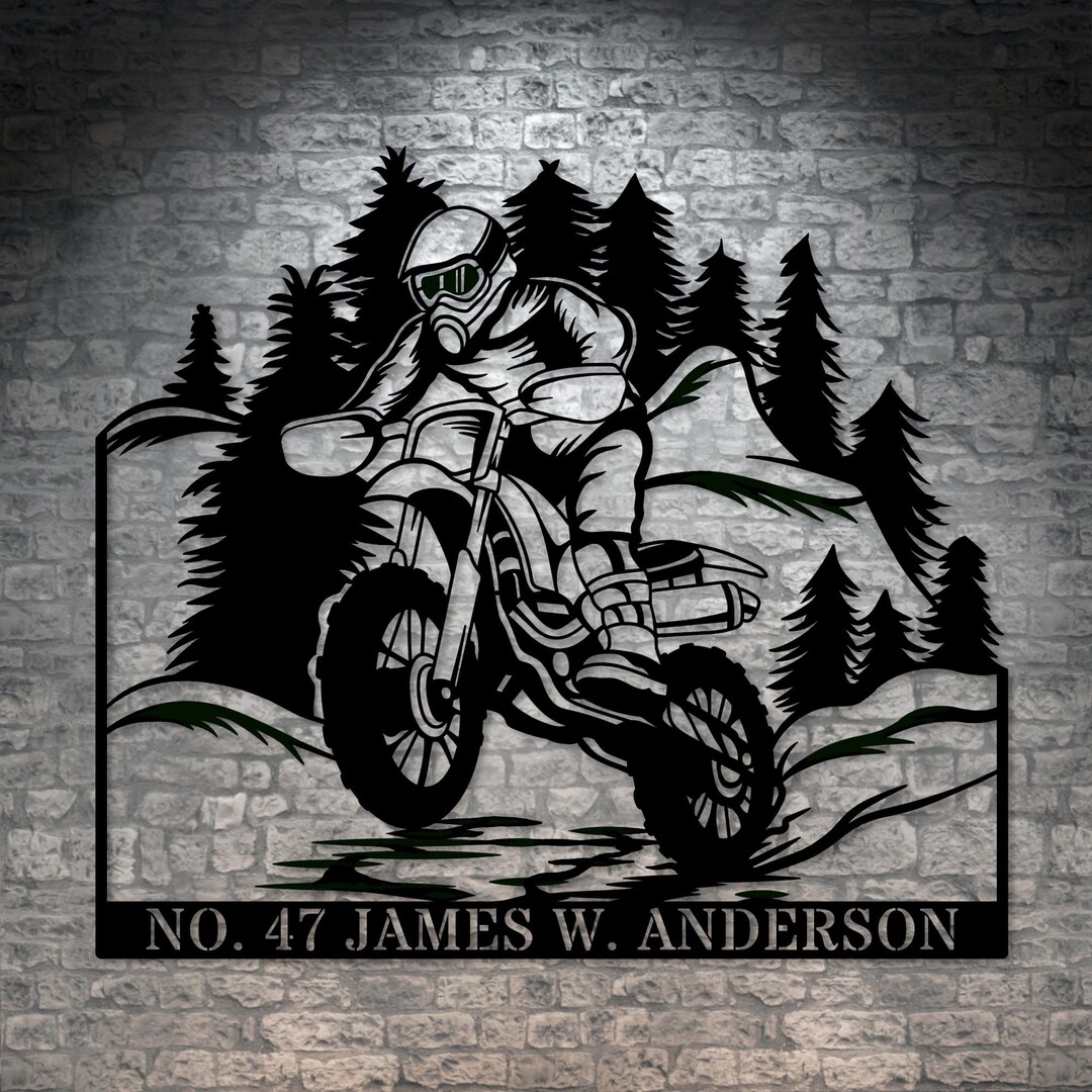 Custom Dirtbike Rider Name Metal Sign. Personalized Motorcross Wall ...