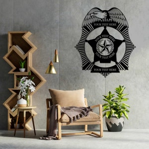 Personalized Eagle Police Badge Metal Sign. Custom Cop Badge Wall Decor ...