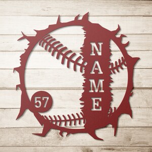 Personalized Baseball Name Metal Sign. Sports Art Design Name Wall ...