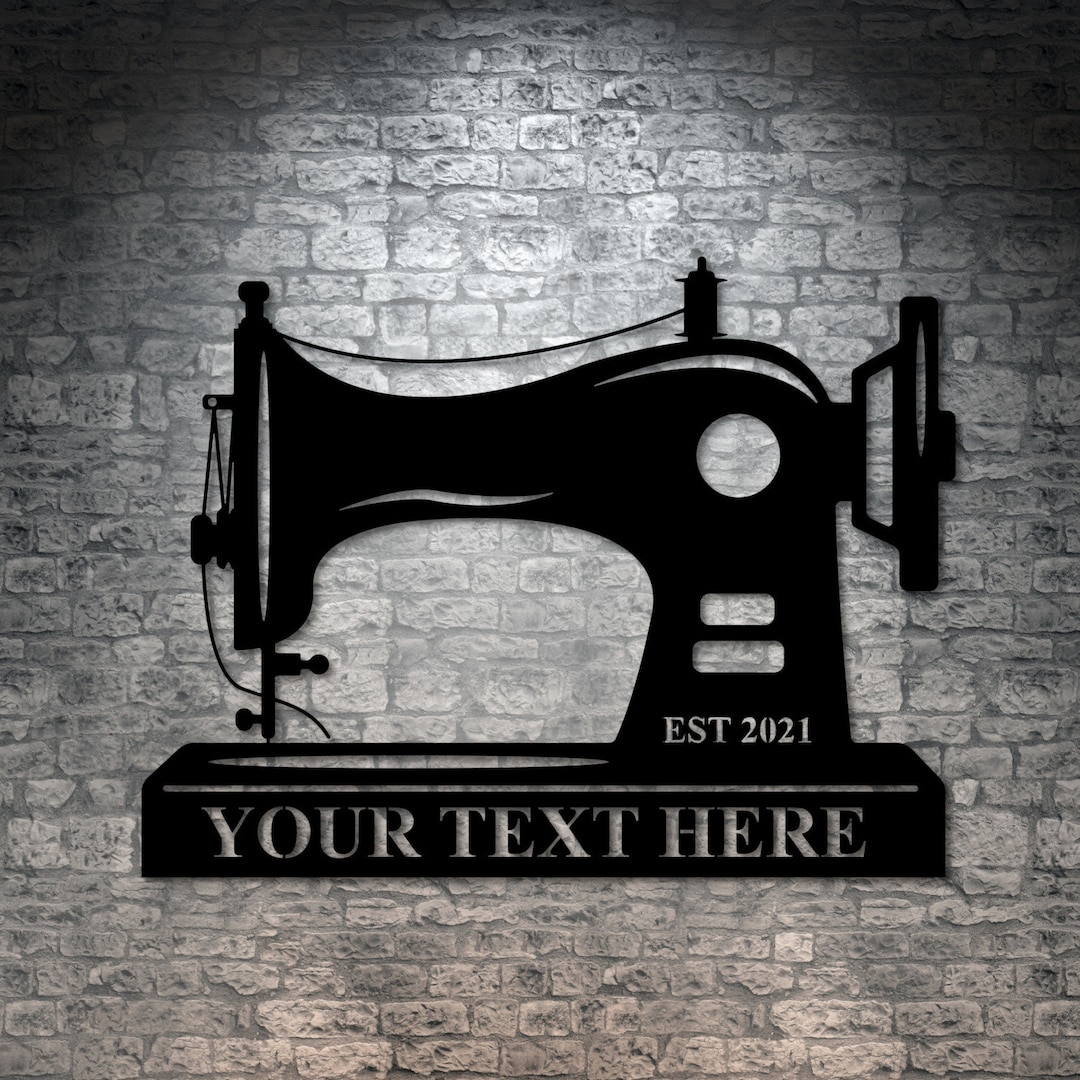 Personalized Vintage Sewing Machine Name Metal Sign. Custom Tailor Wall ...