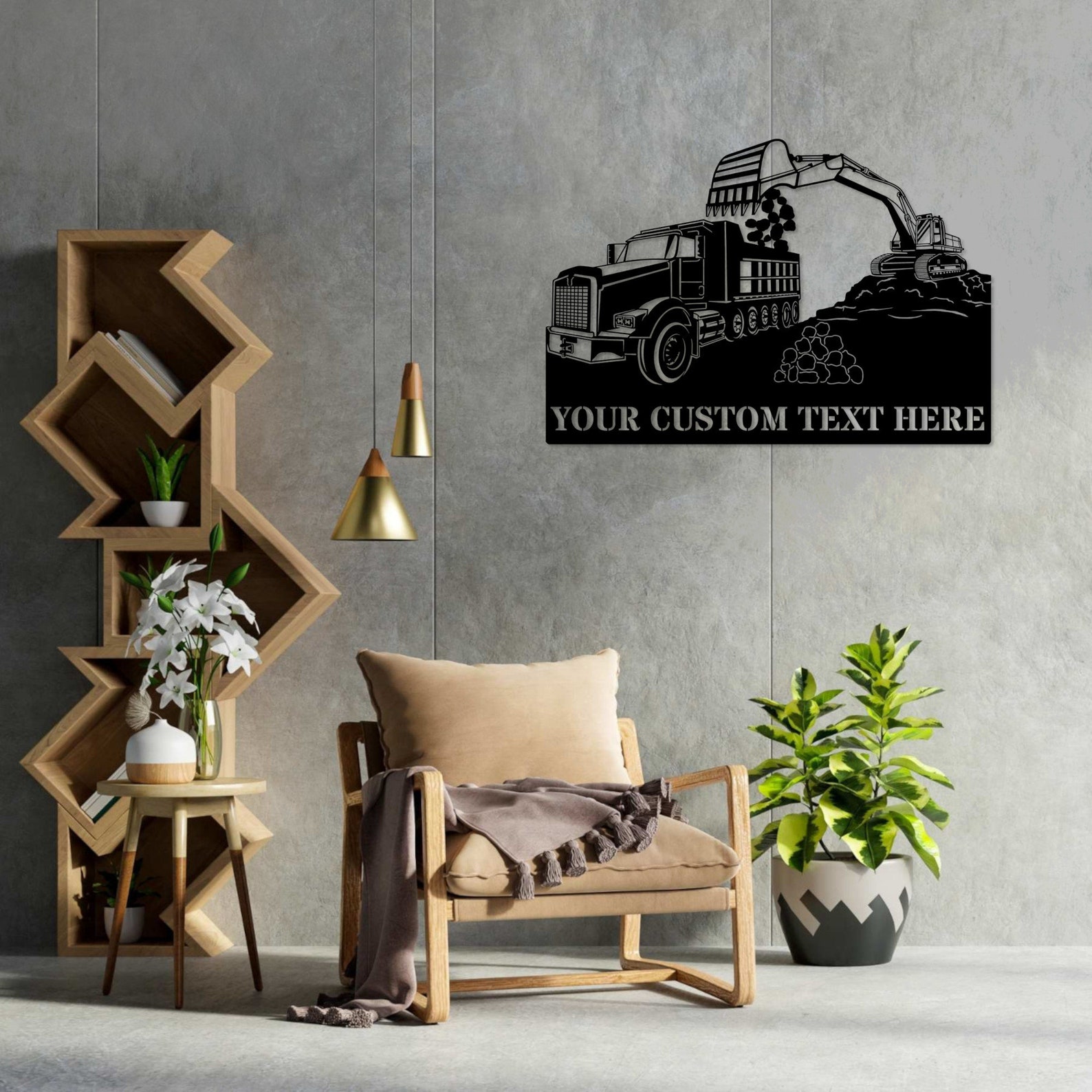 Personalized Excavator Loading Truck Metal Sign Gift. Custom Excavator ...