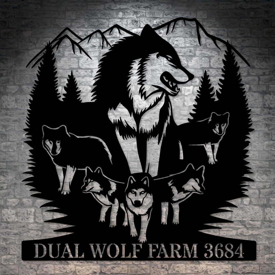 Personalized Wolf Pack Name Metal Sign Gift. Custom Wildlife Wall Decor ...