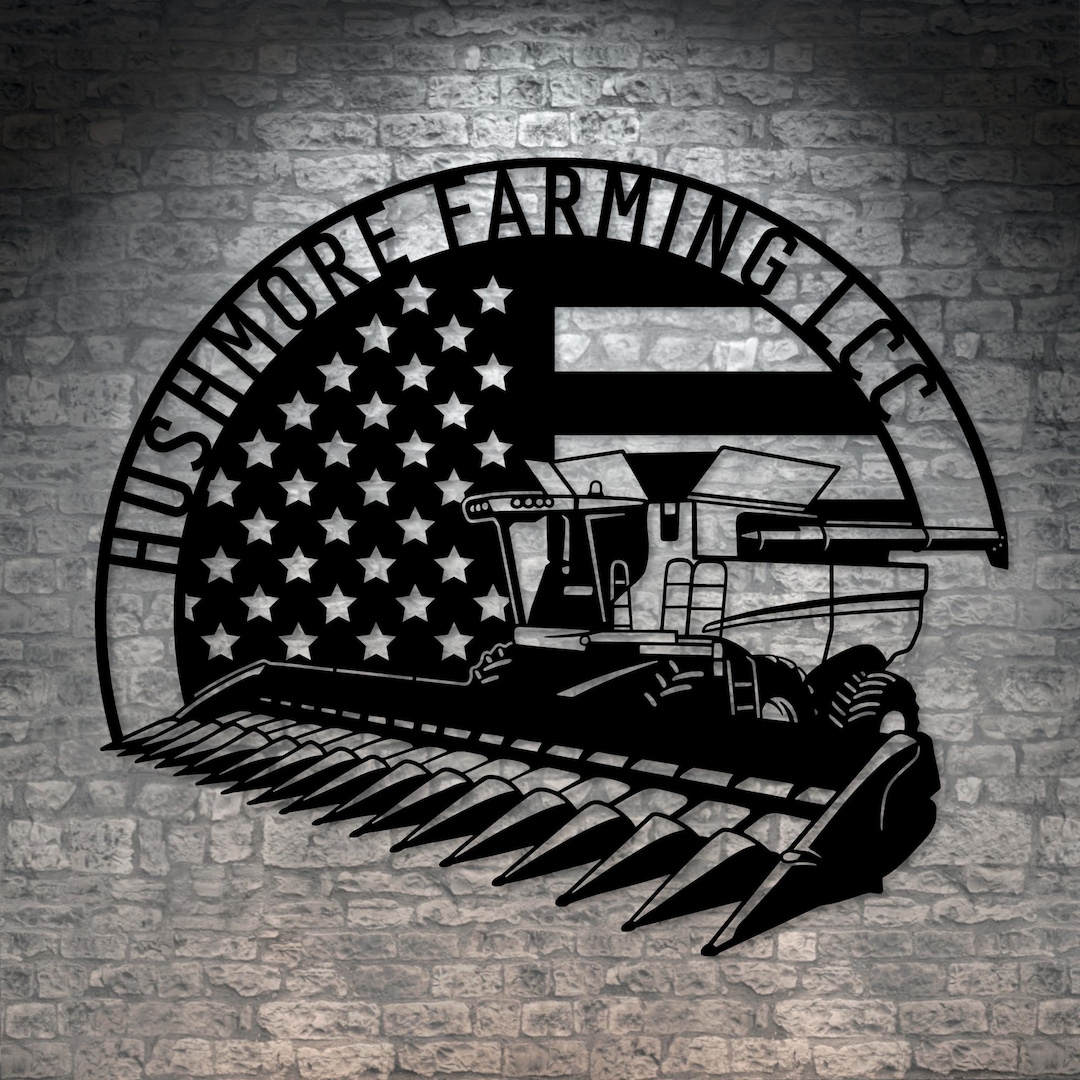 Personalized US Harvesting Machine Metal Sign. Custom Farming Wall ...