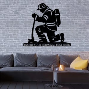Personalized Kneeling Firefighter Metal Sign. Custom Fireman Memorial ...