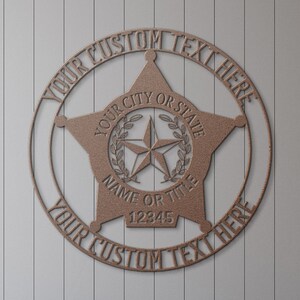 Personalized Five Point Star Police Badge. Custom Policeman Anniversary ...